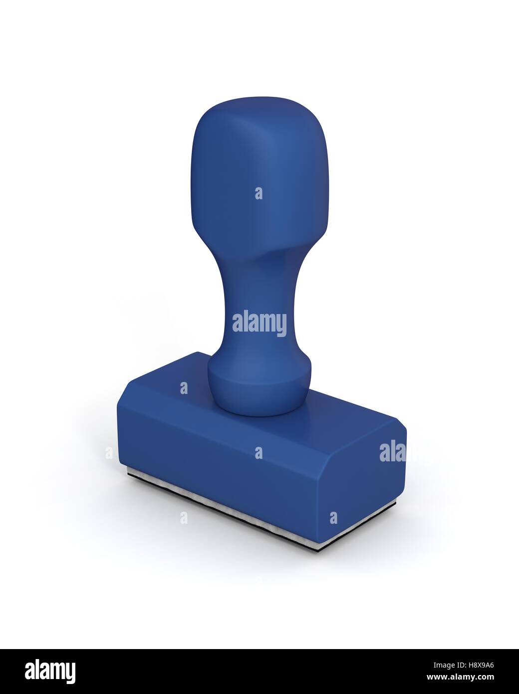 Isolated new blue plastic rubber stamps on white background. Office ...