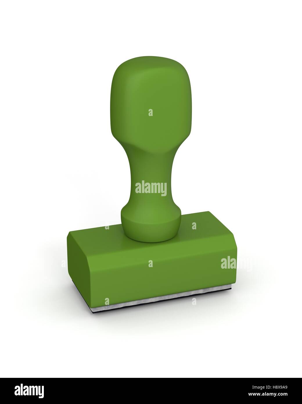 Isolated new green plastic rubber stamps on white background. Office ...