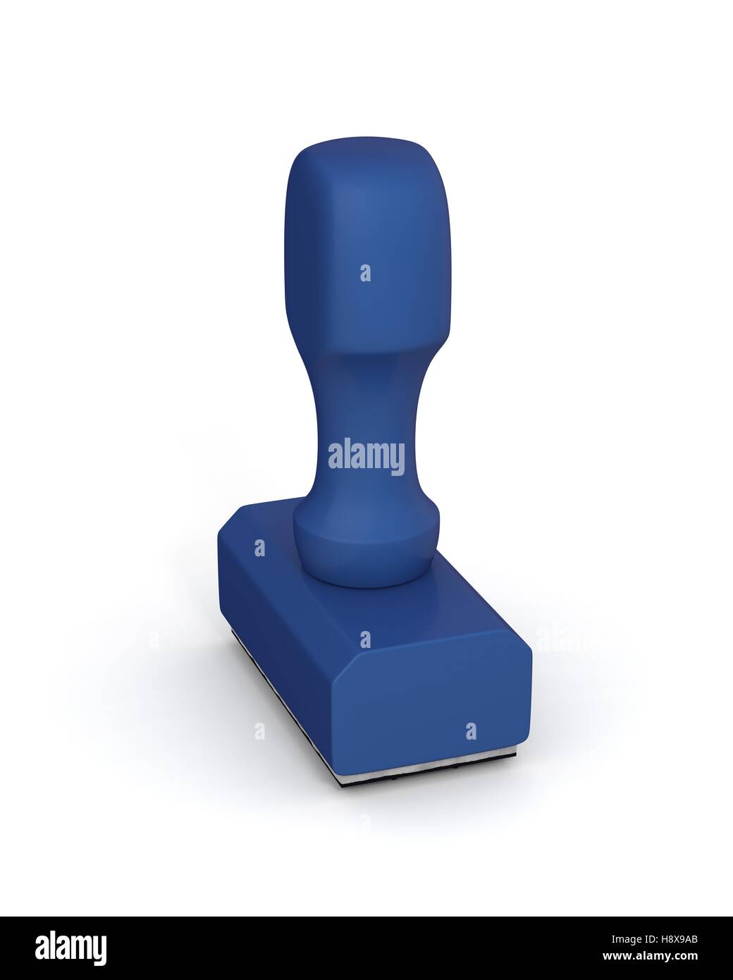Isolated new blue plastic rubber stamps on white background. Office ...