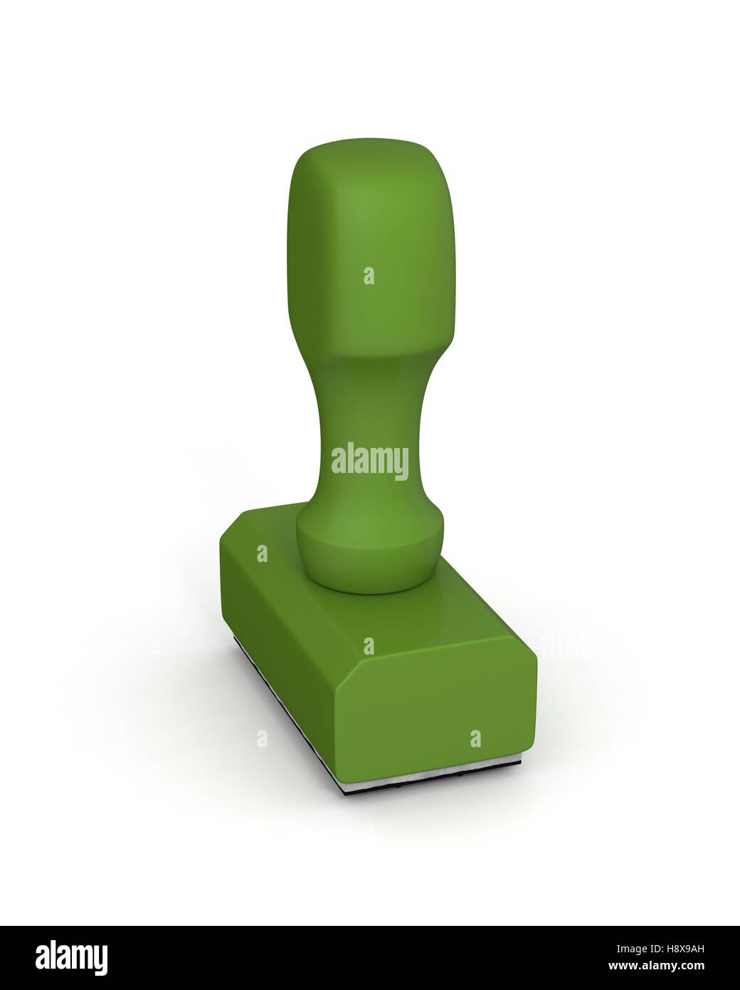 Isolated new green plastic rubber stamps on white background. Office ...