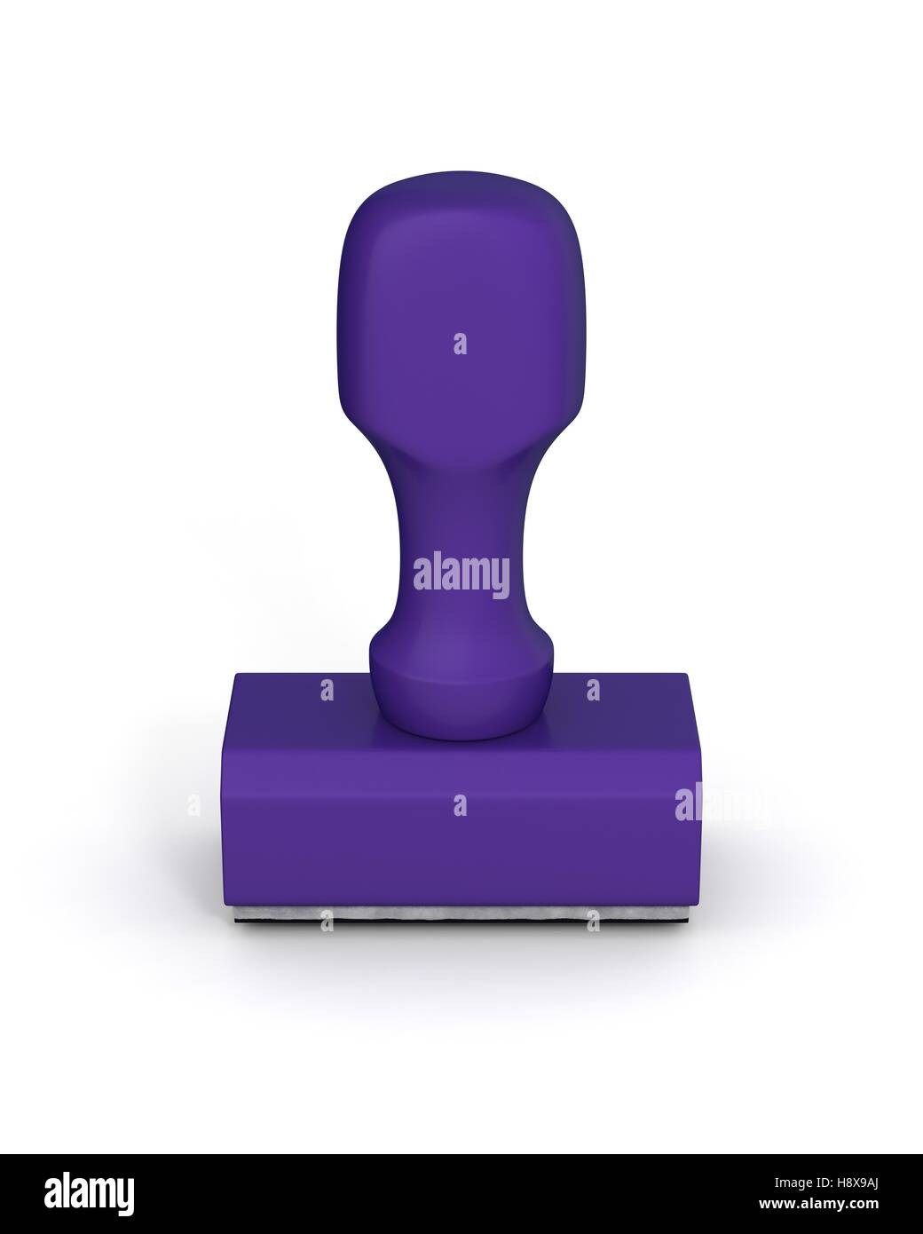 Isolated new purple plastic rubber stamps on white background. Office ...