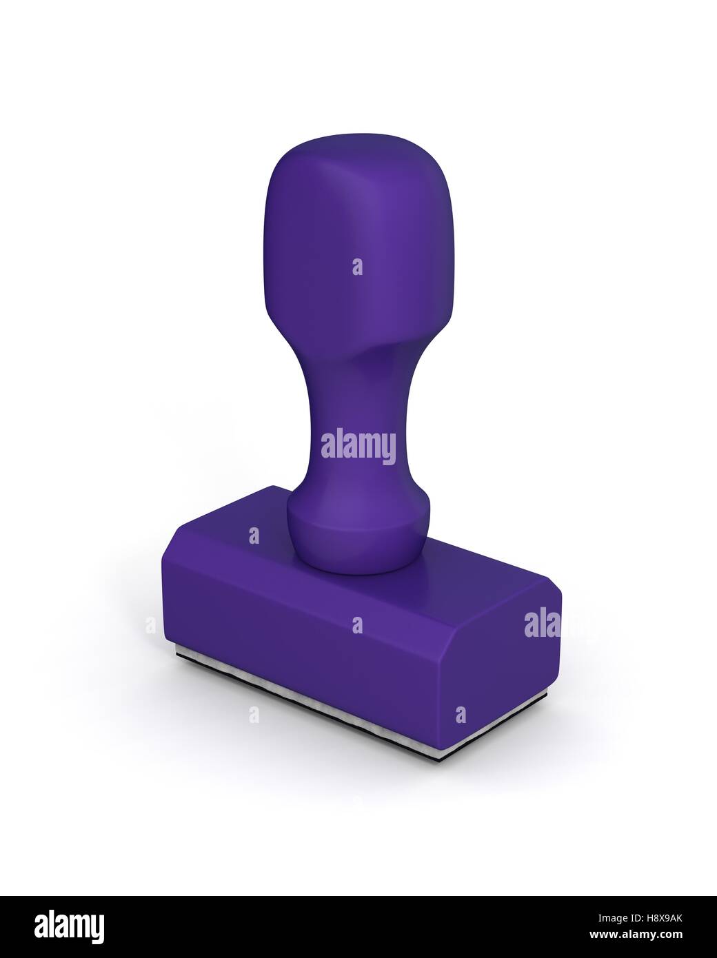 Isolated new purple plastic rubber stamps on white background. Office ...