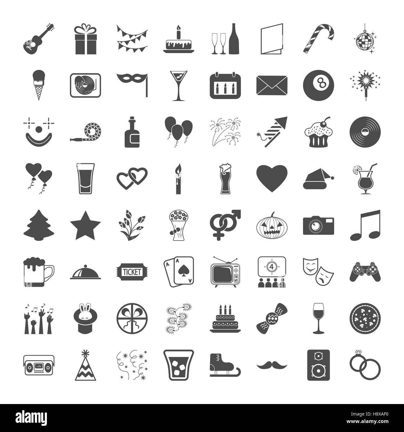 Celebration and Party icons set. Vector illustration Stock Vector Image ...