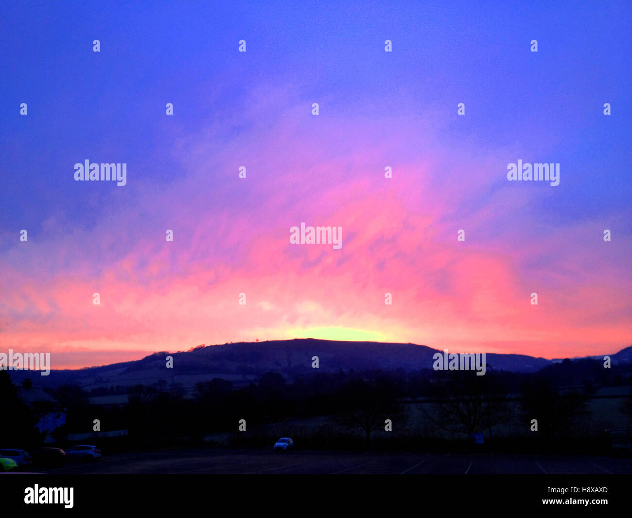 Sunrise over Hay on Wye Powys Wales UK Stock Photo - Alamy