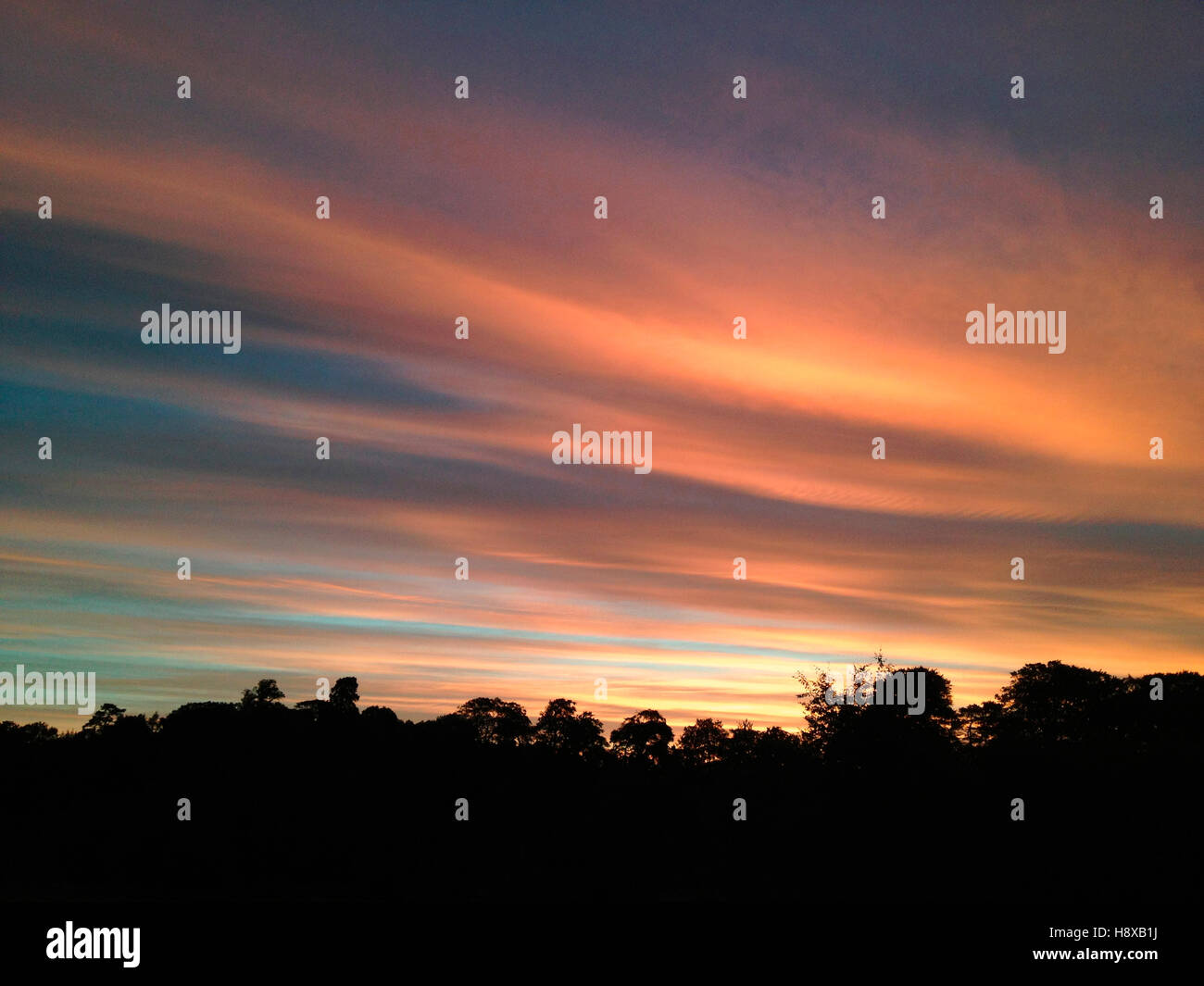 Sunset at The Warren Hay on Wye Powys Wales UK Stock Photo - Alamy