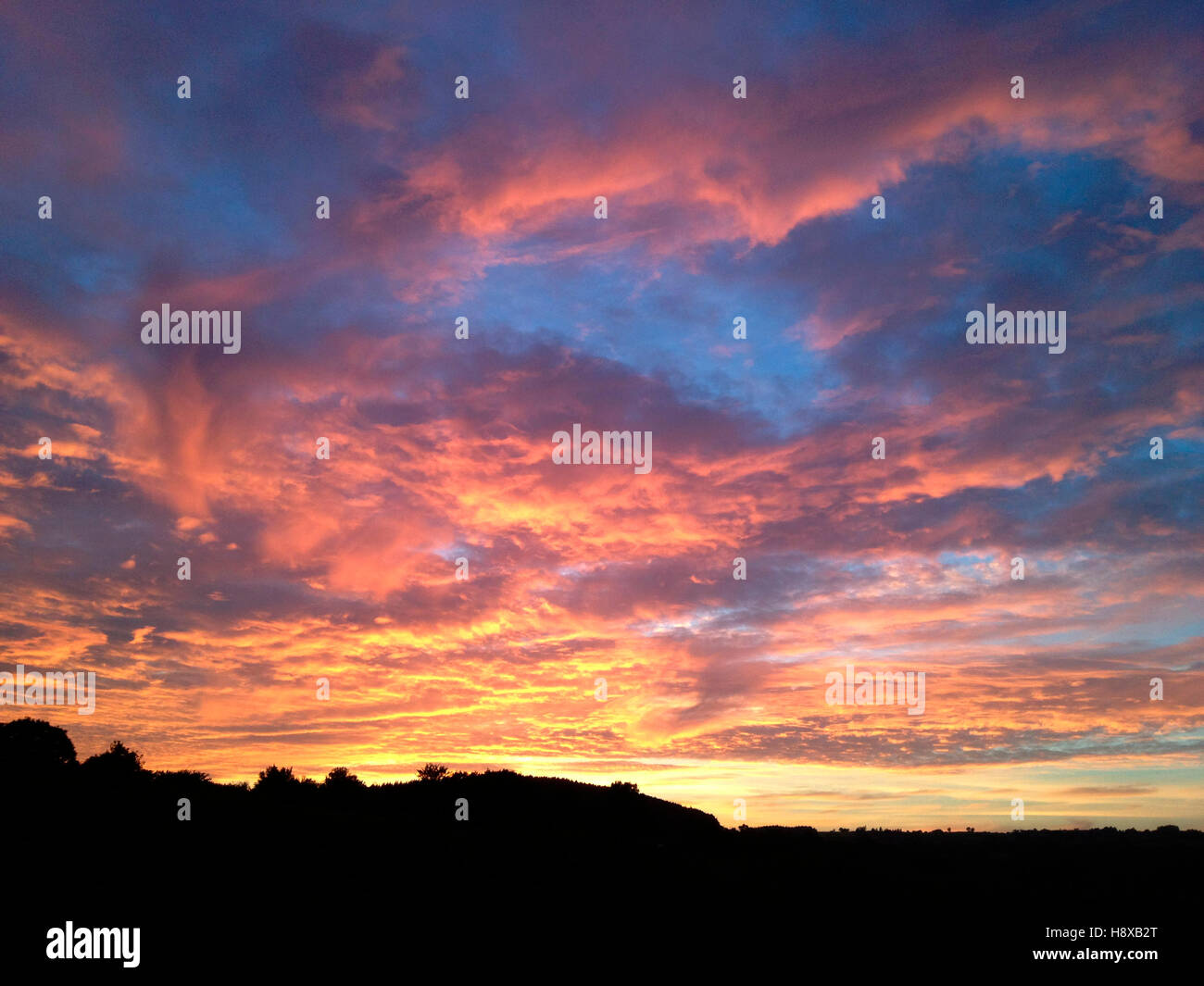 Sunset at The Warren Hay on Wye Powys Wales UK Stock Photo - Alamy