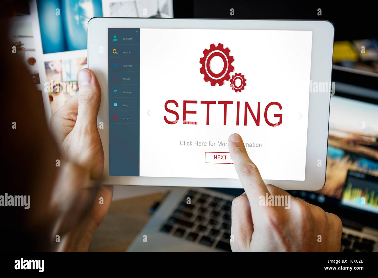 Settings Electronic Device Homepage Concept Stock Photo - Alamy