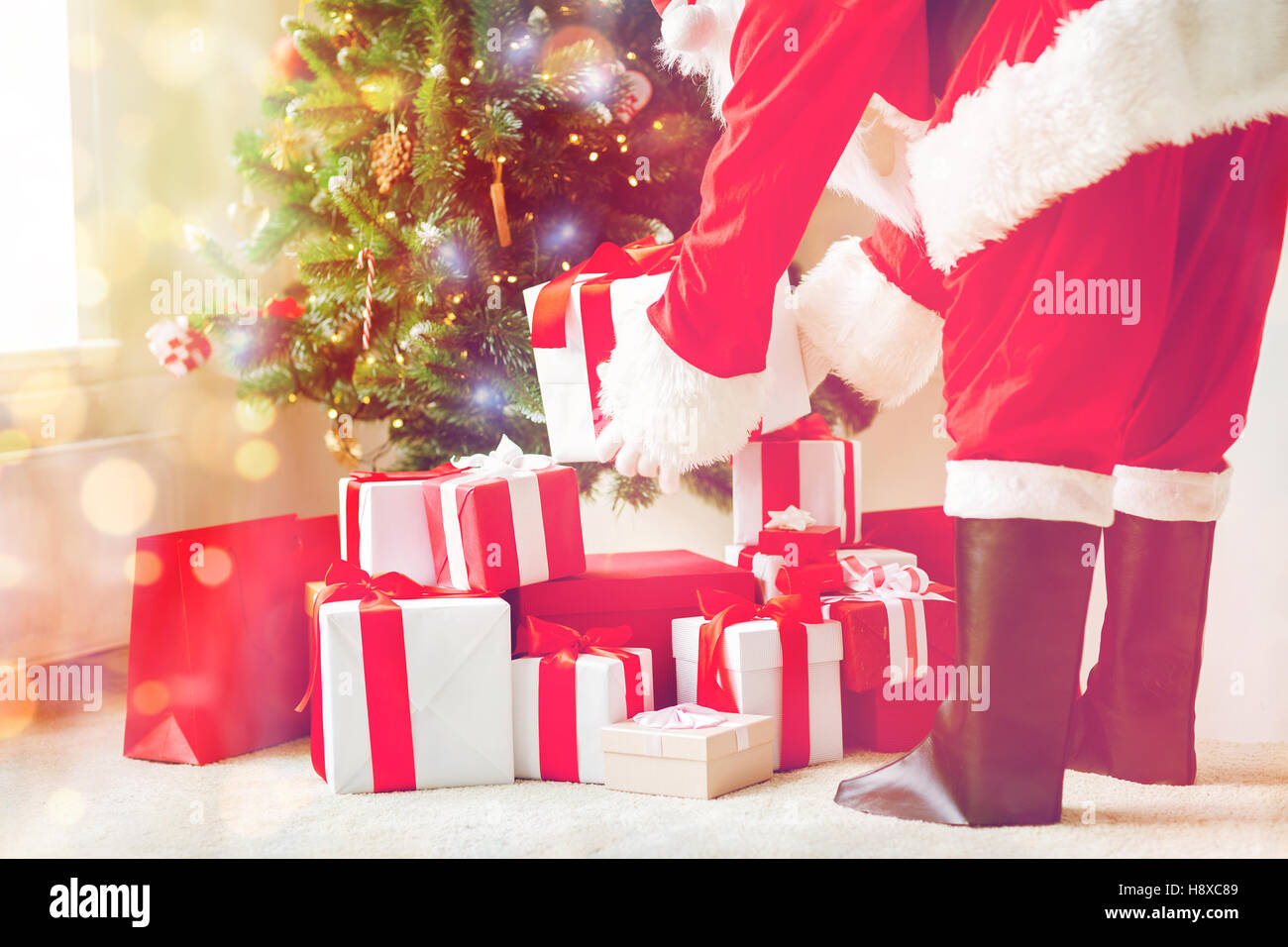 close up of santa claus with presents Stock Photo - Alamy