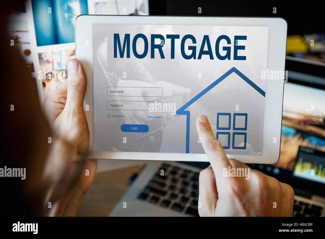 Mortgage Property Login Page Web Graphic Concept Stock Photo - Alamy
