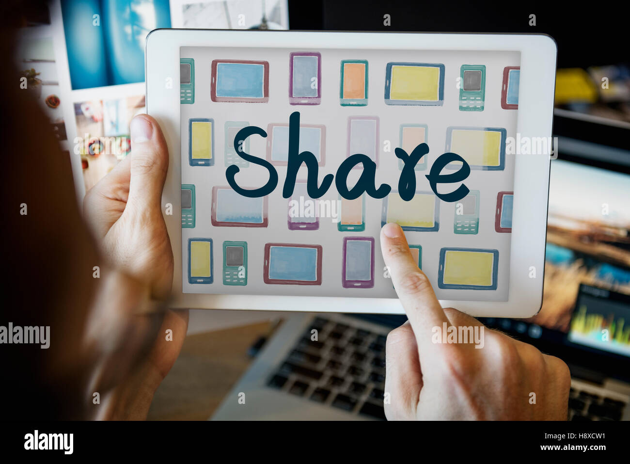Share Ideas Moments Connection Share Social Concept Stock Photo - Alamy