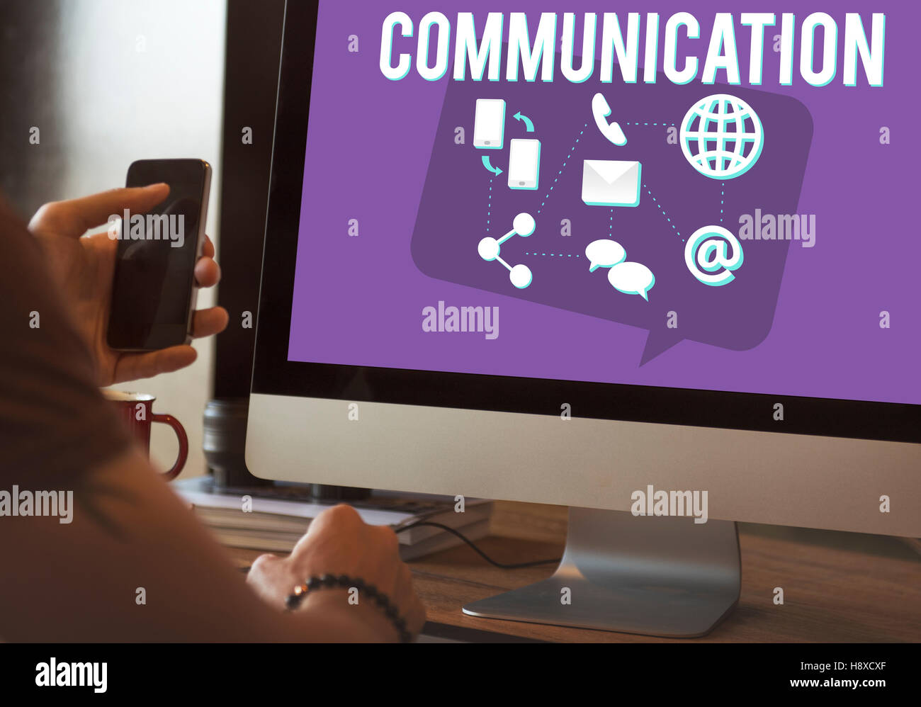 Communication Globe Speech Message Mail Concept Stock Photo - Alamy