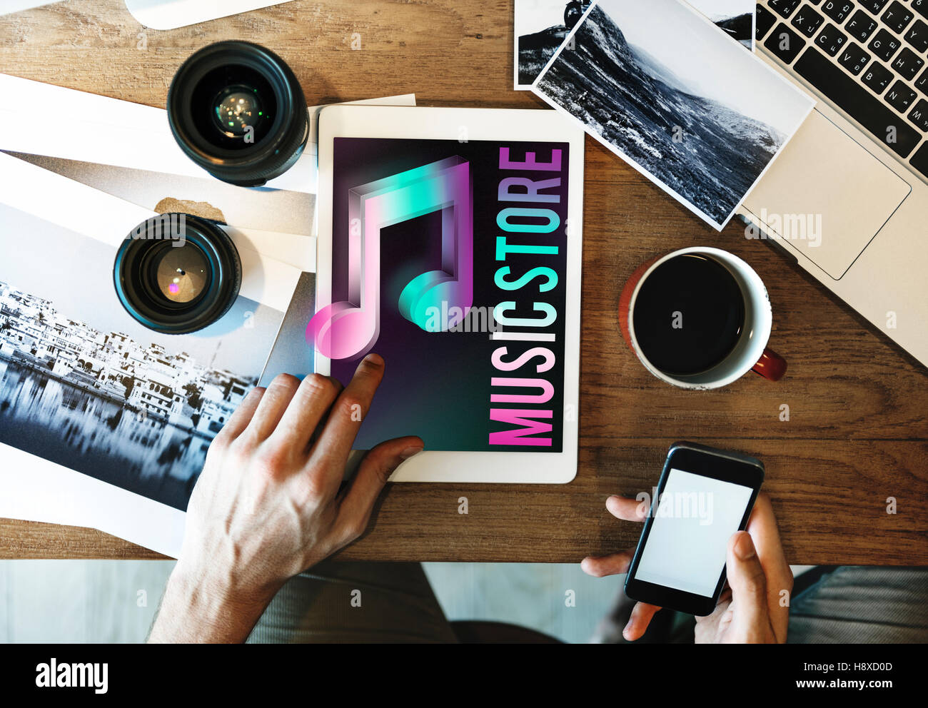 Audio Store Music Note Icon Graphic Concept Stock Photo - Alamy