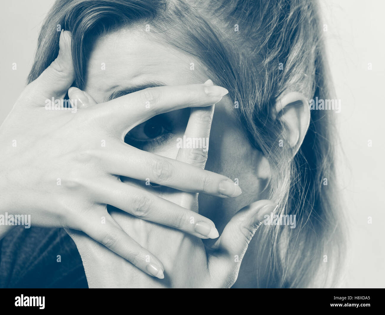 Attention shame observation psychology disorder concept. Shy girl ...