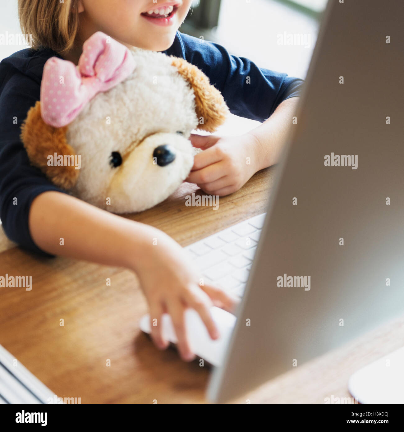 Girl Computer Technology Networknig Connection Online Concept Stock ...