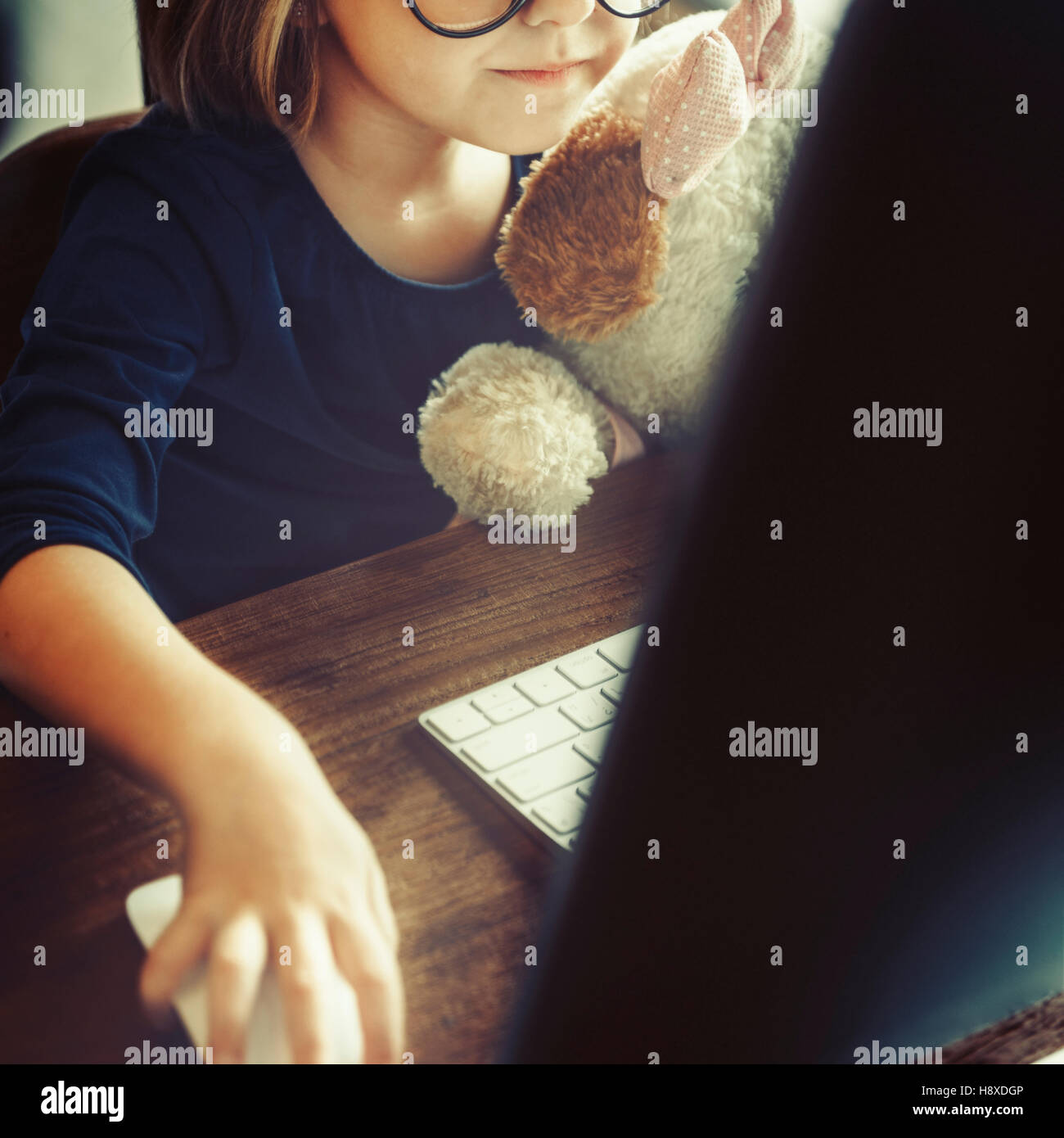 Girl Connection Using Playing Computer Concept Stock Photo - Alamy