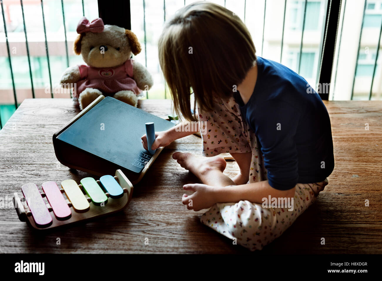 Kid Chalkboard Drawing Relax Leisure Concept Stock Photo - Alamy