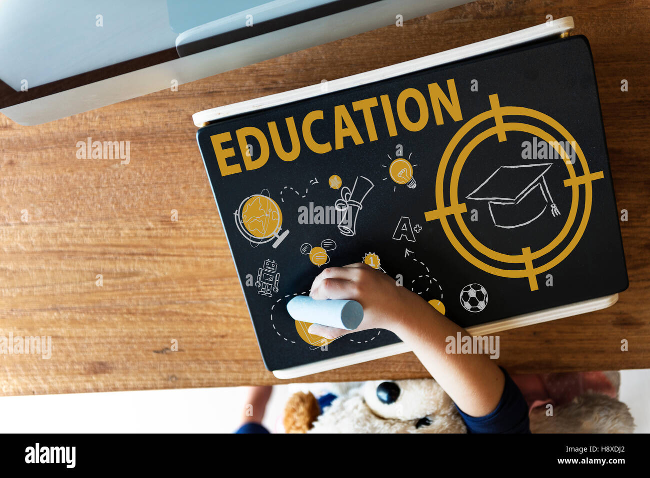 Education Word Hat Computer Learning Graphic Concept Stock Photo - Alamy