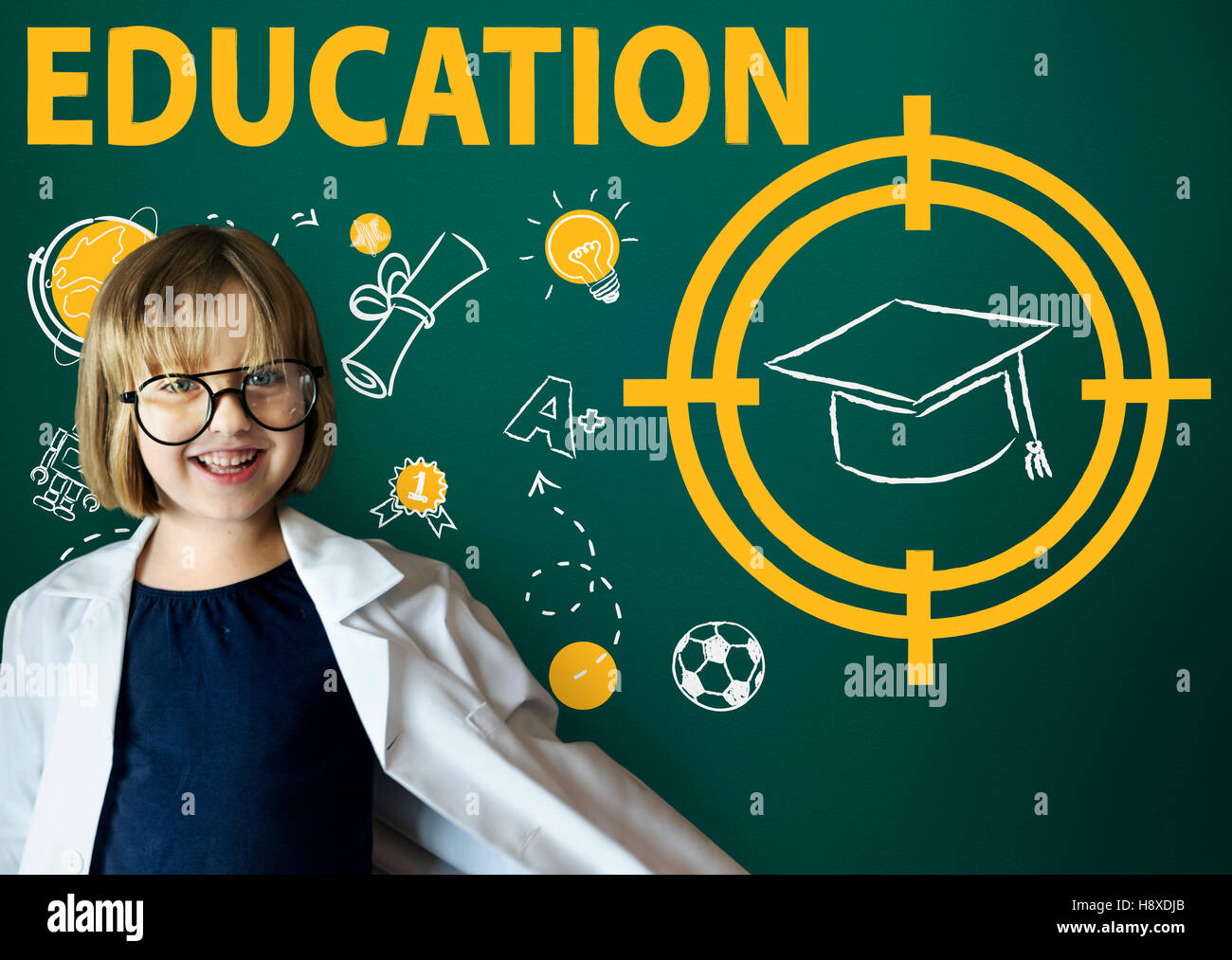 Education Word Hat Computer Learning Graphic Concept Stock Photo - Alamy