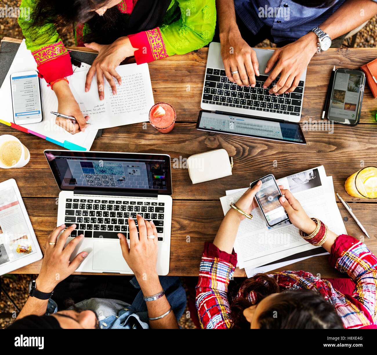 Friends Teamwork Brainstorming Meeting Outdoors Concept Stock Photo - Alamy