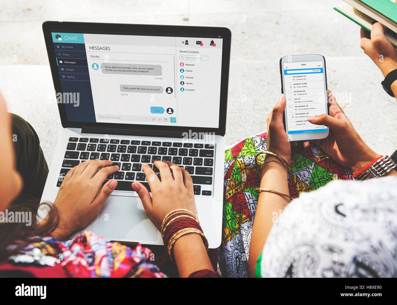 Chat Communication Online Message Laptop Cellphone Concept Stock Photo ...