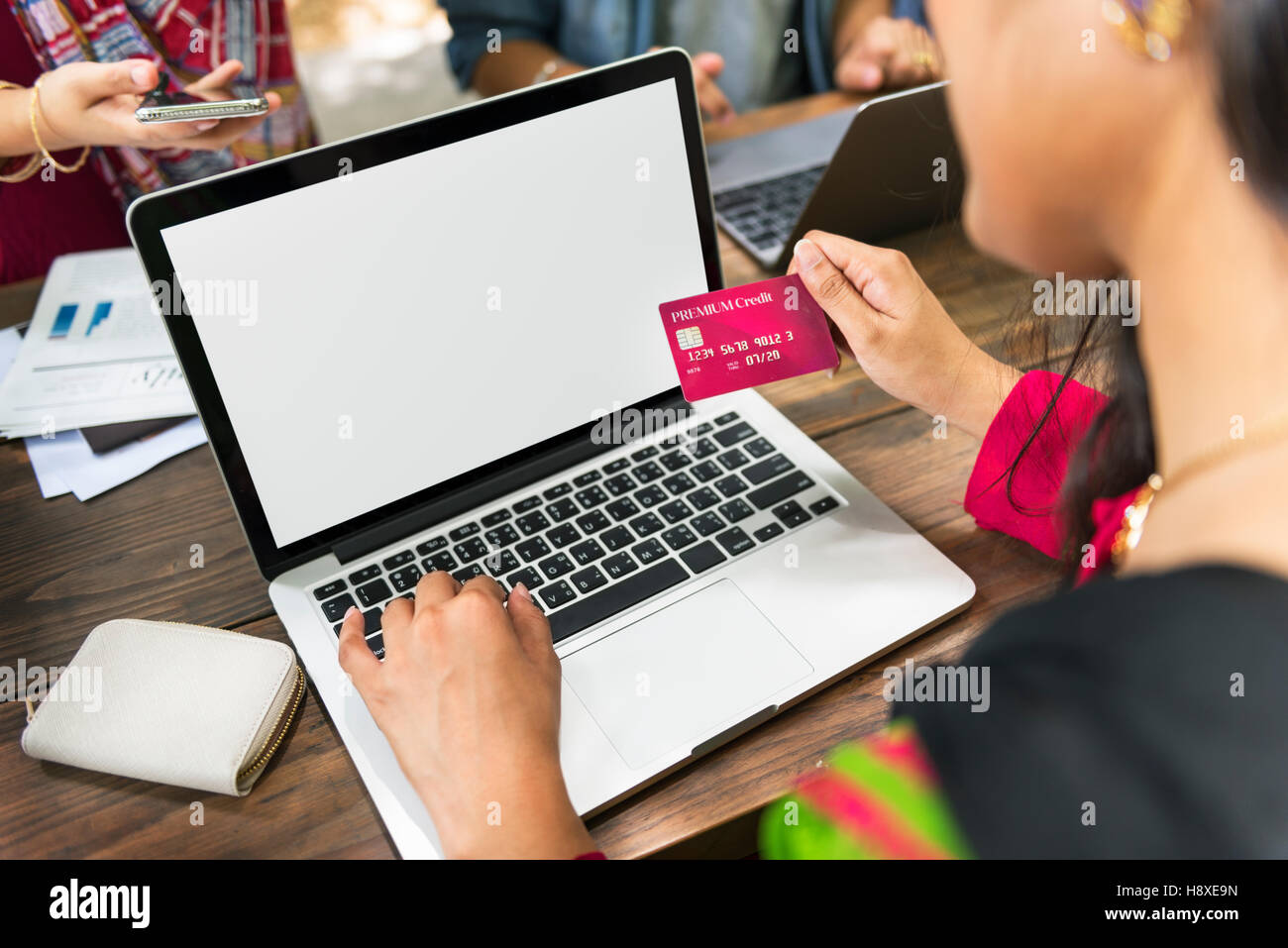 Credit Card Online Shopping Payment Laptop Technology Concept Stock ...