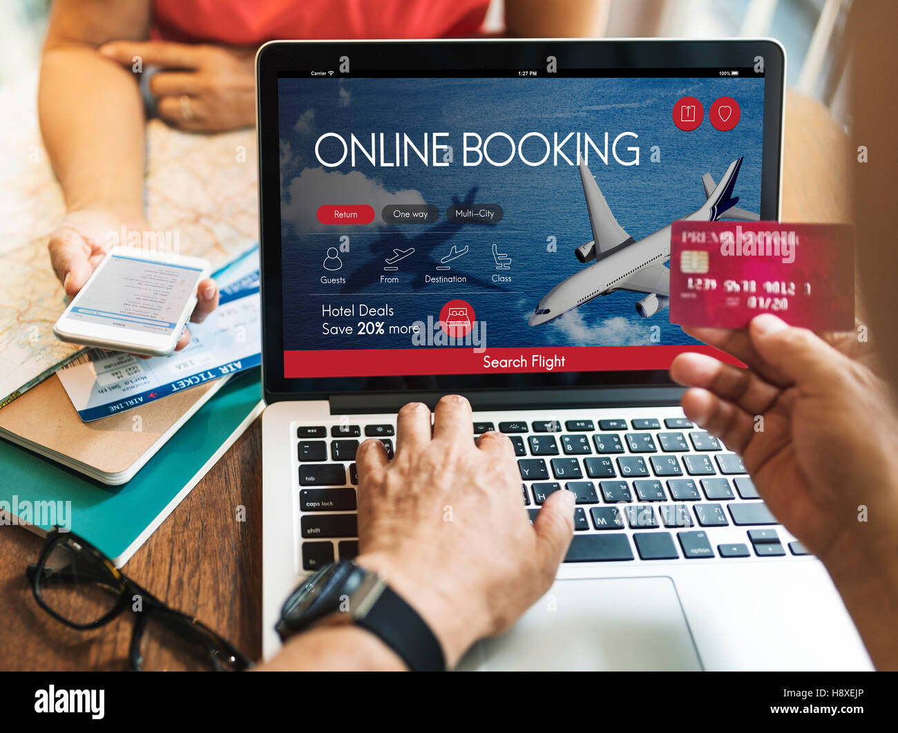 Air Ticket Flight Booking Concept Stock Photo - Alamy