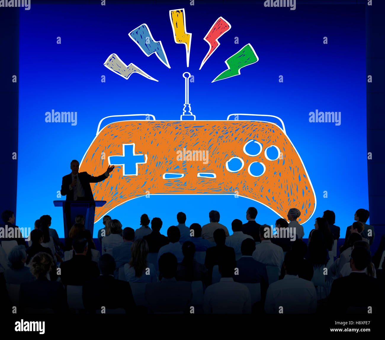 Console Connection Game Wifi Technology Joystick Concept Stock Photo ...