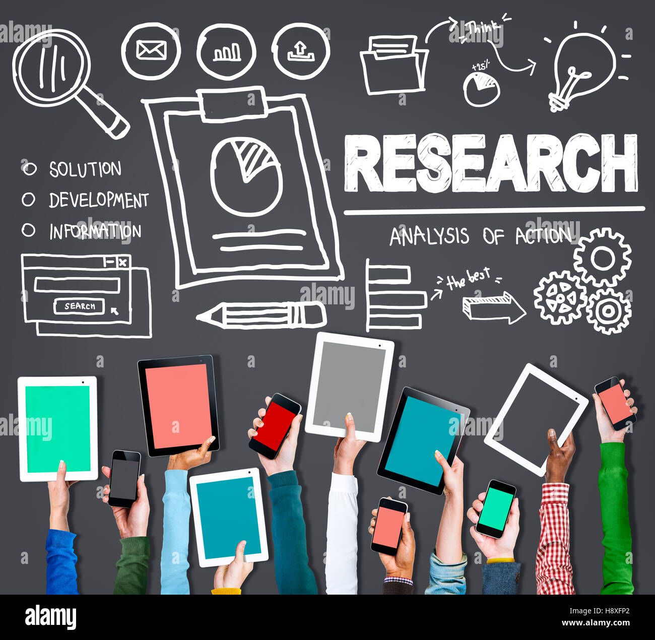 Research Exploration Facts Feedback Report Concept Stock Photo - Alamy