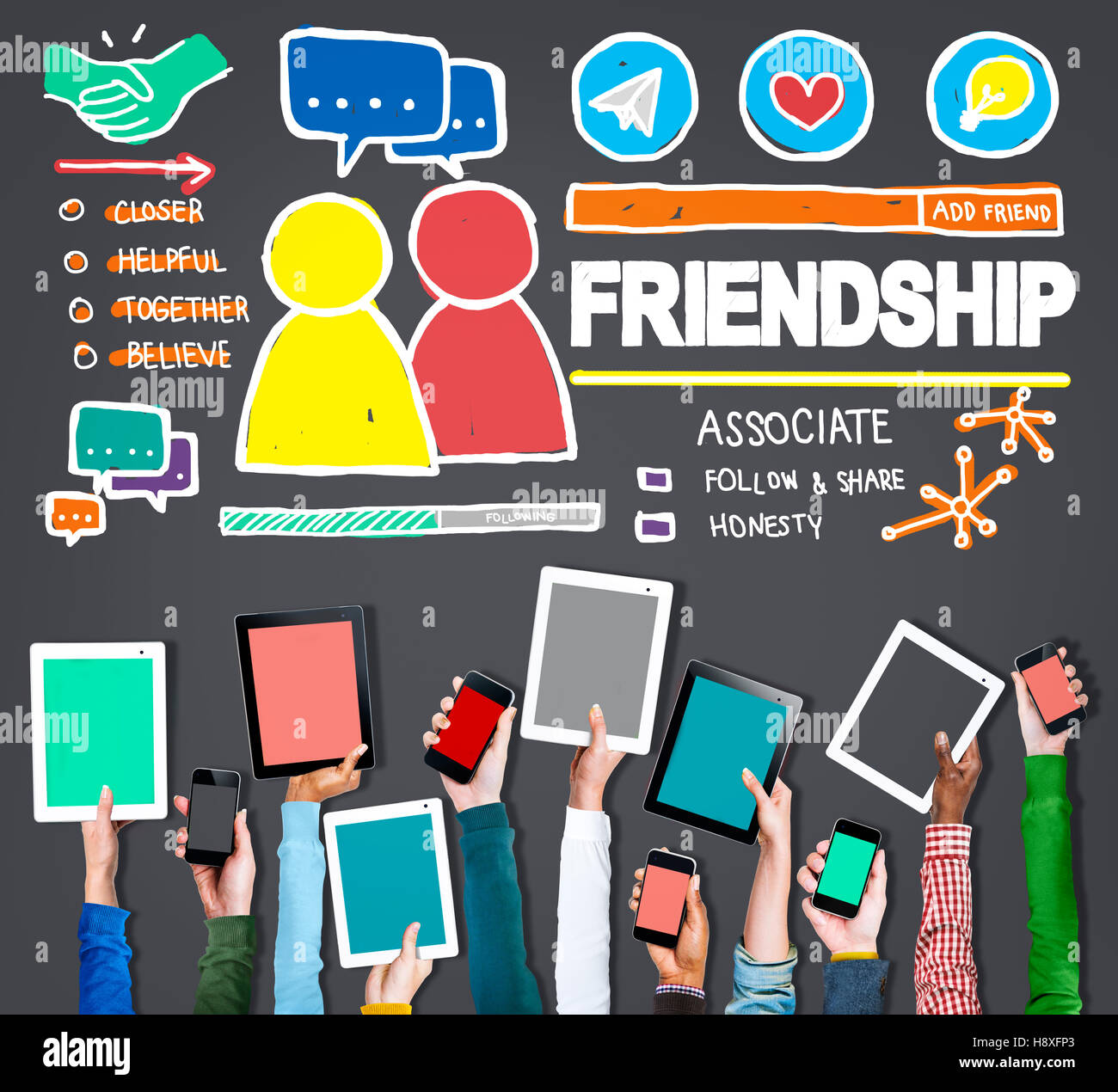Friendship Group People Social Media Loyalty Concept Stock Photo - Alamy