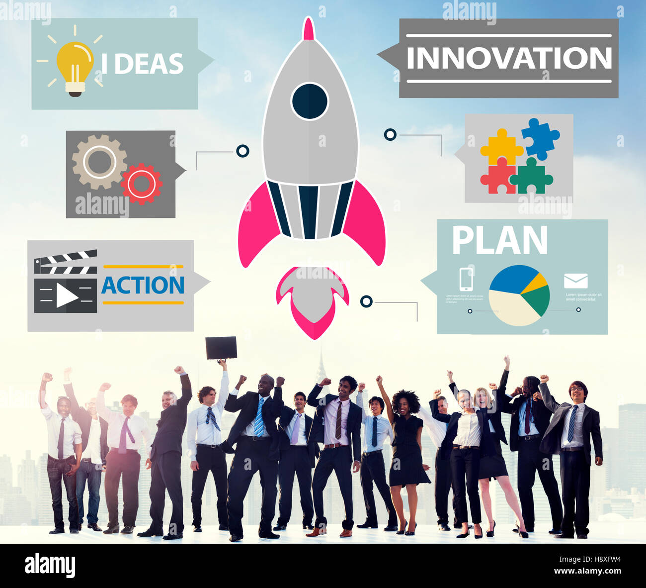 Innovation Plan Planning Ideas Action Launch Start Up Success Concept ...