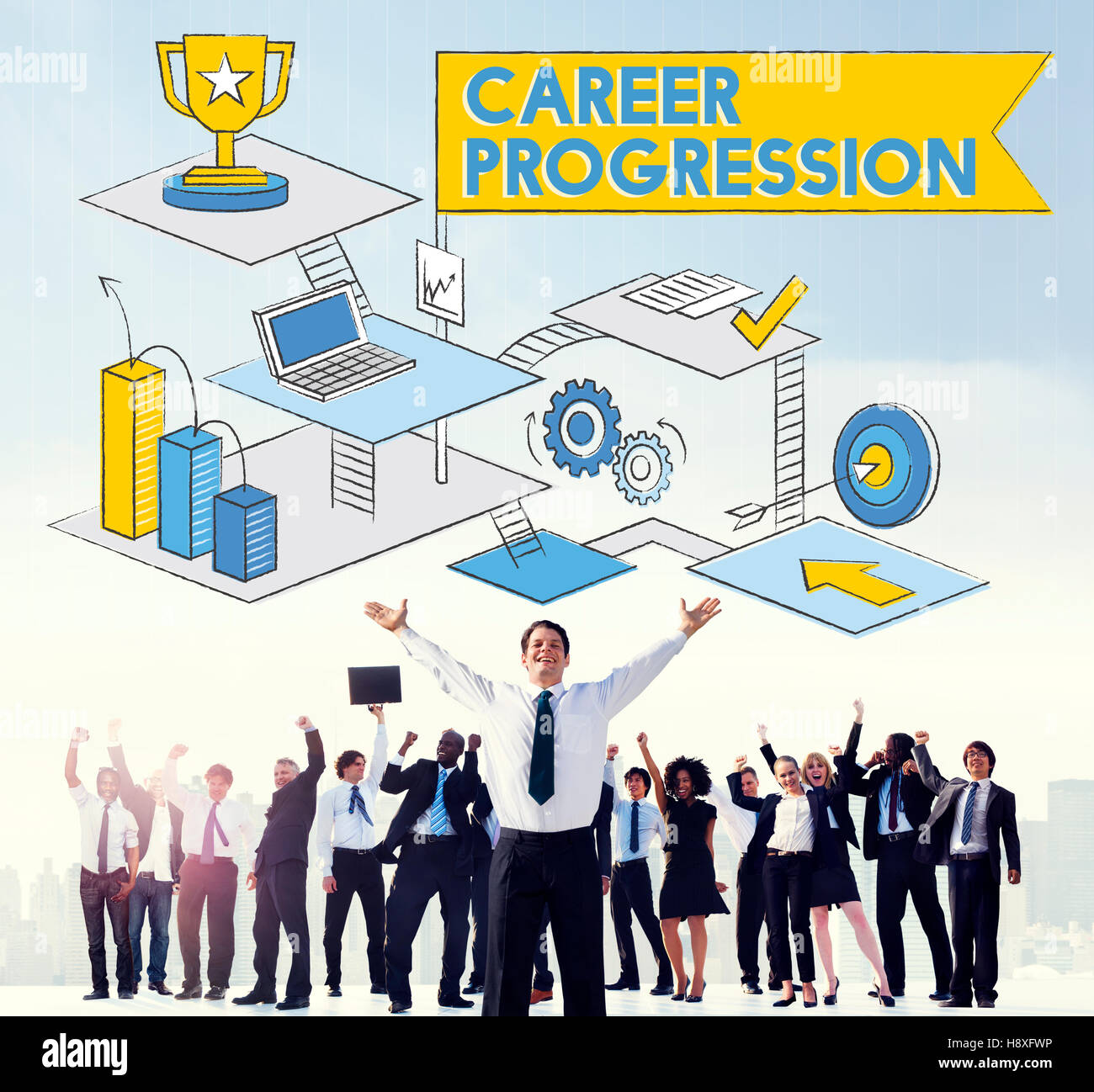 Career Progression Promotion Achievement Success Concept Stock Photo ...