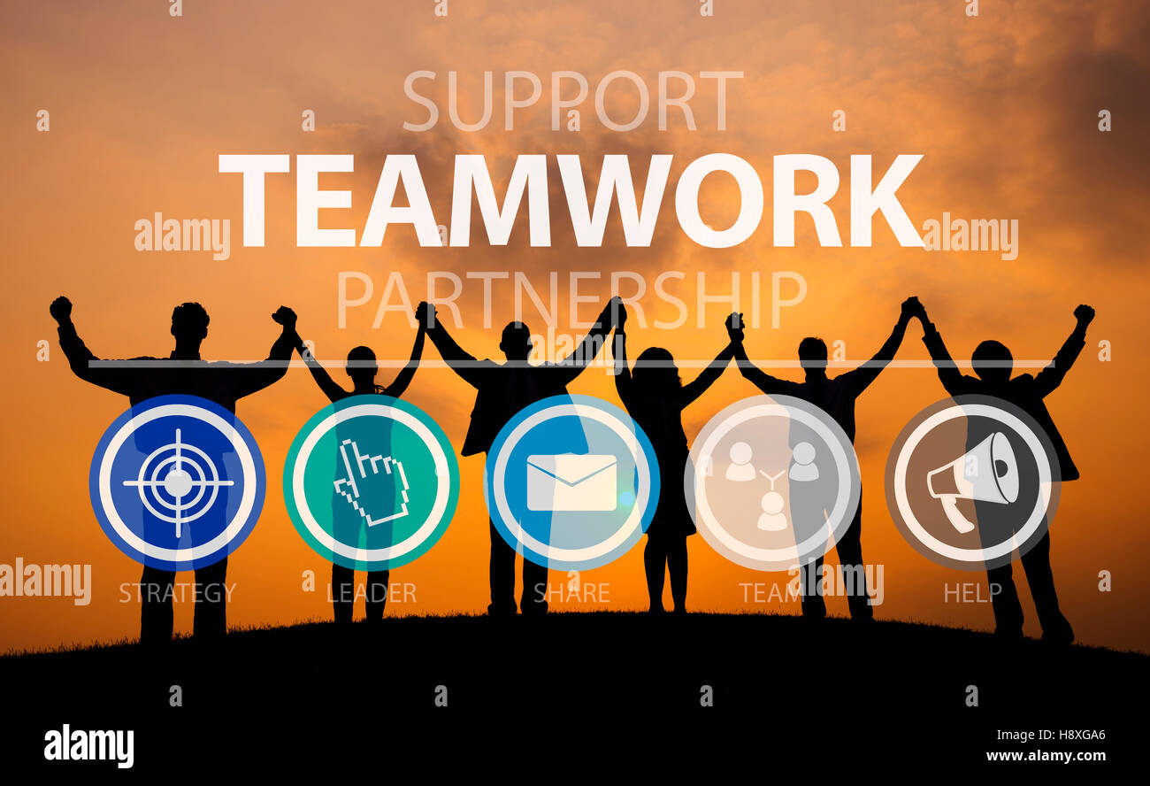 Teamwork Support Partnership Collaboration Unity Concept Stock Photo ...