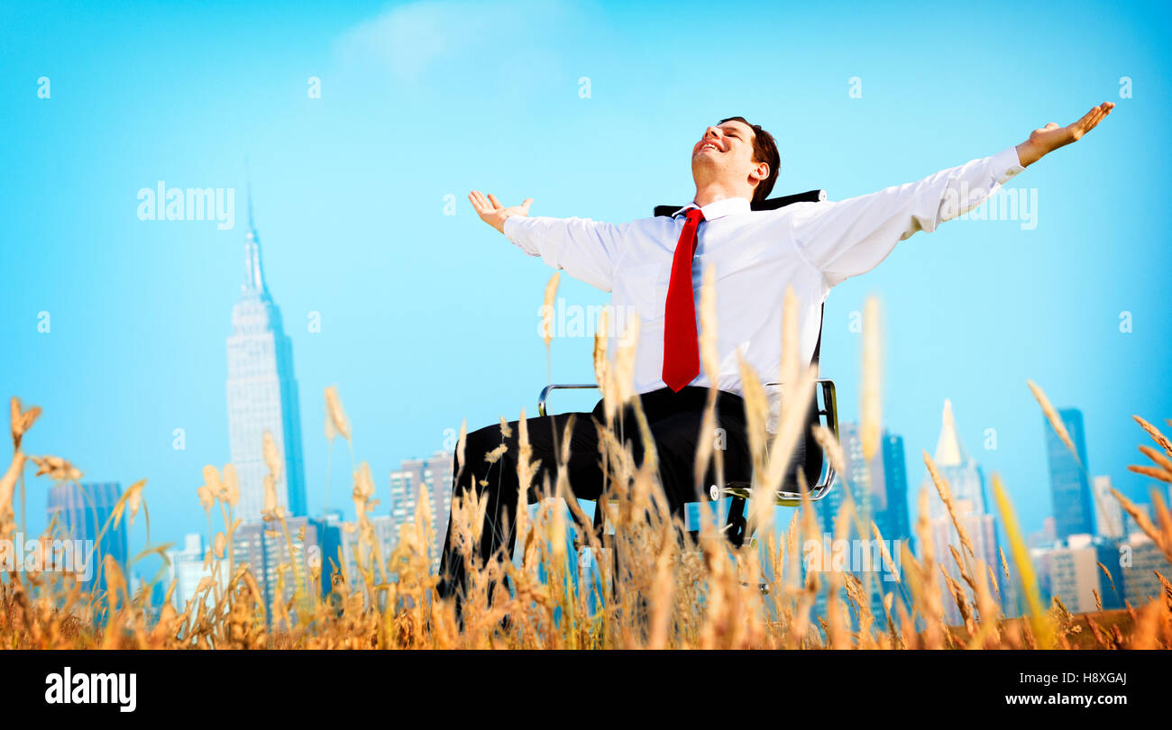 Businessman Relaxation Freedom Happiness Getaway Concept Stock Photo ...