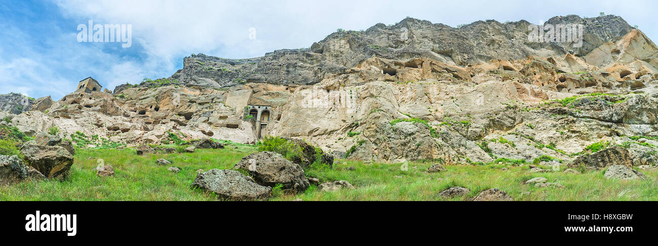 The steep rocky slope of Erusheti Mount looks pretty impregnable, the ...