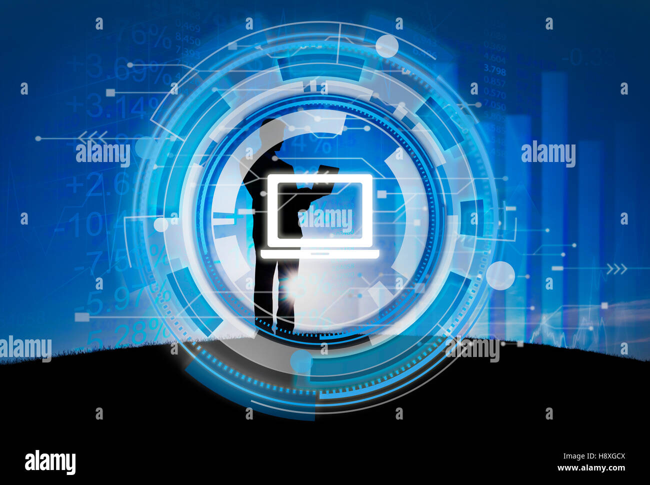 Digital Blue Hud Interface Laptop Concept Stock Photo - Alamy