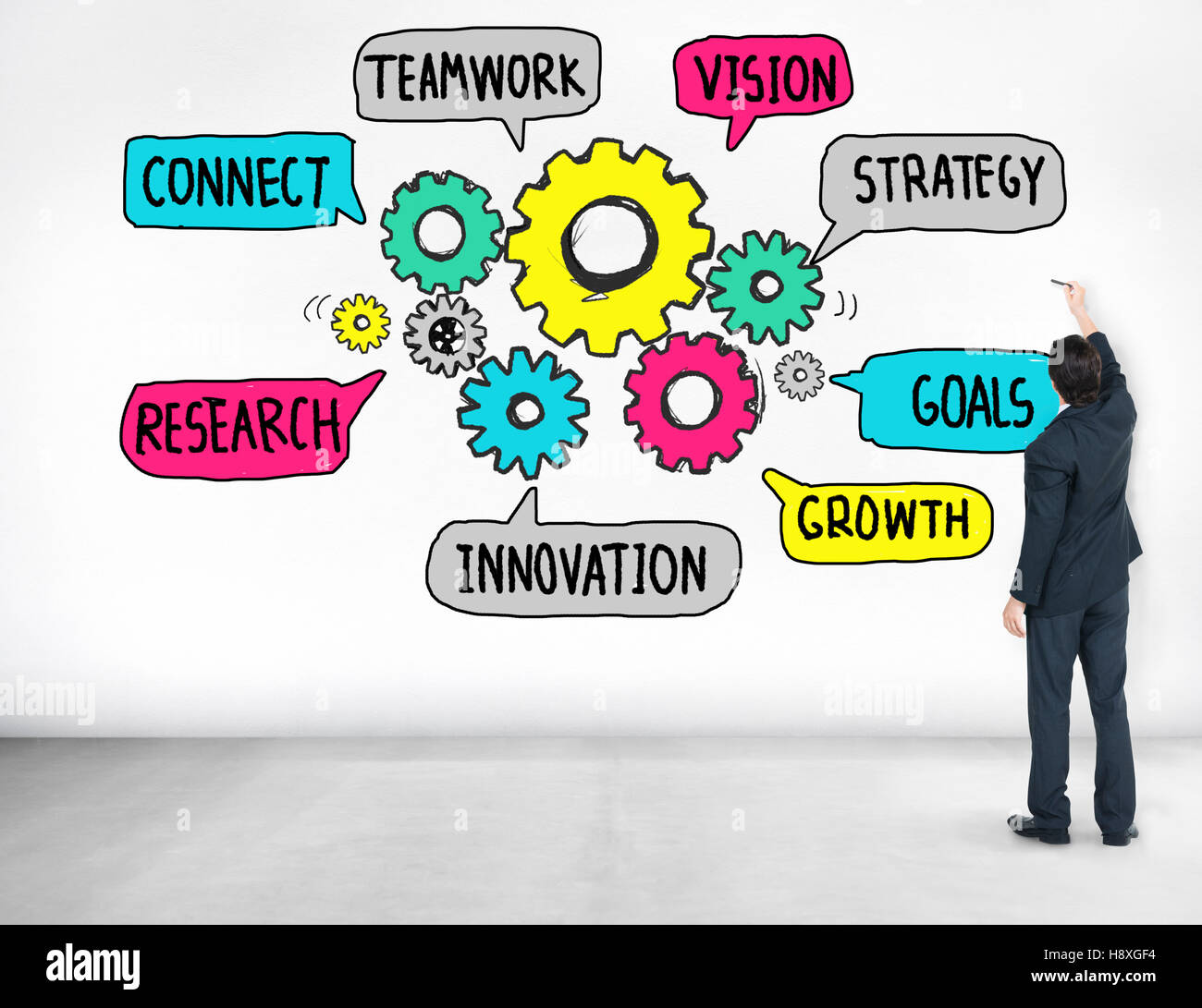 Teamwork Connect Strategy Vision Together Gear Concept Stock Photo - Alamy