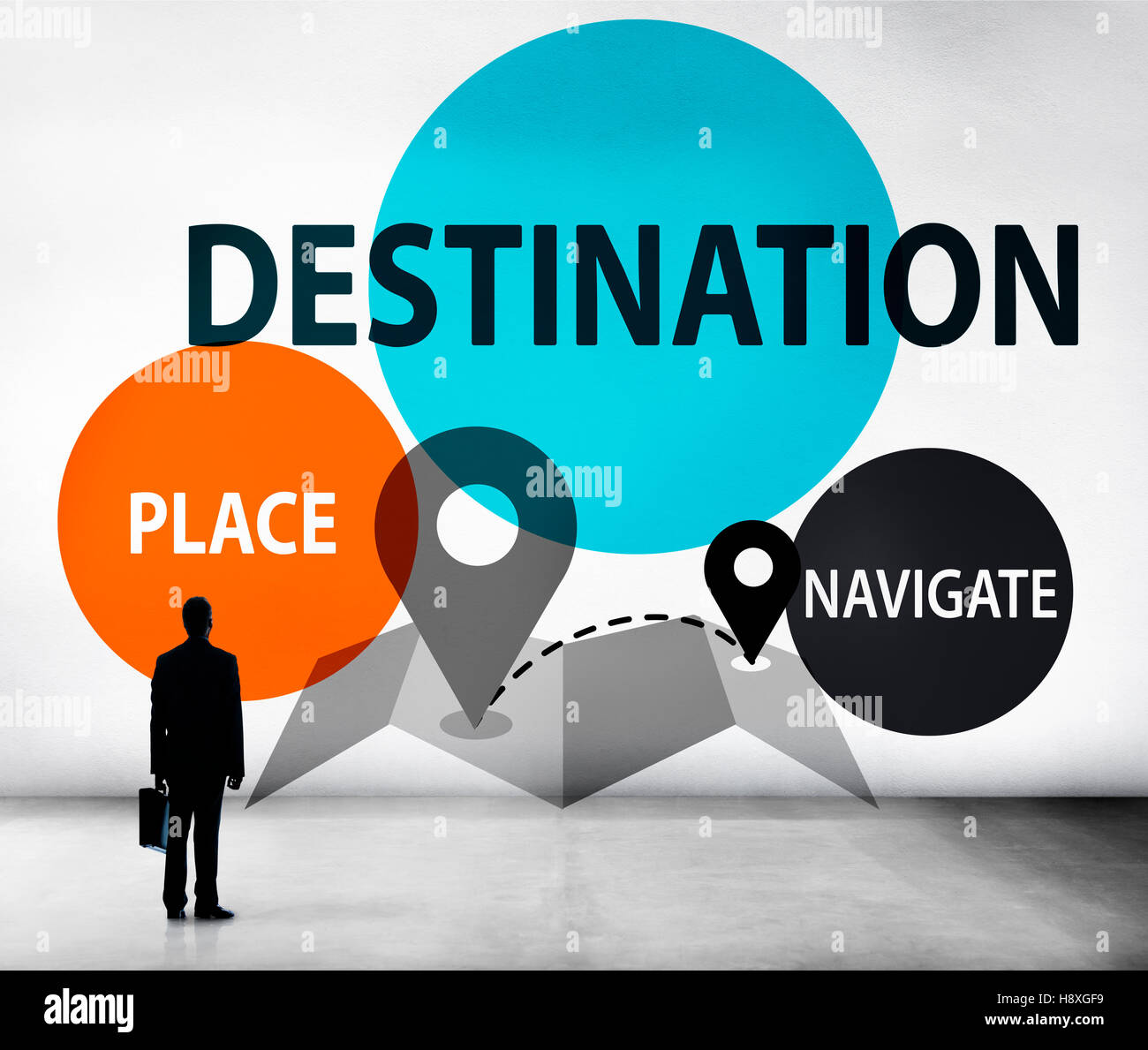 Destination Navigate Exploration Place Travel Concept Stock Photo - Alamy