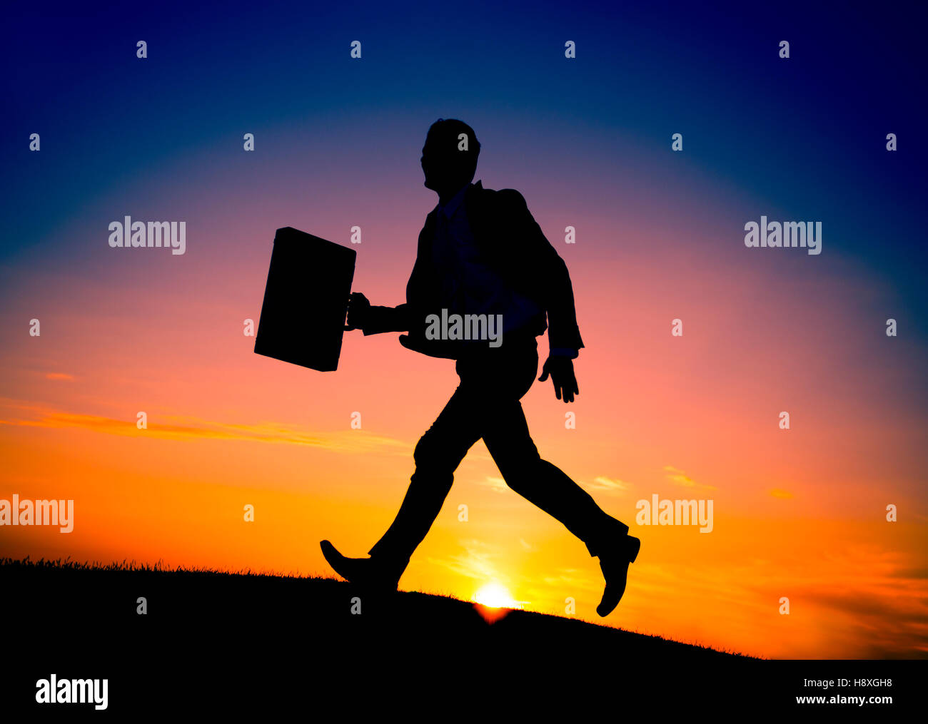 Business man Running Commuter Late Hurry Concept Stock Photo - Alamy