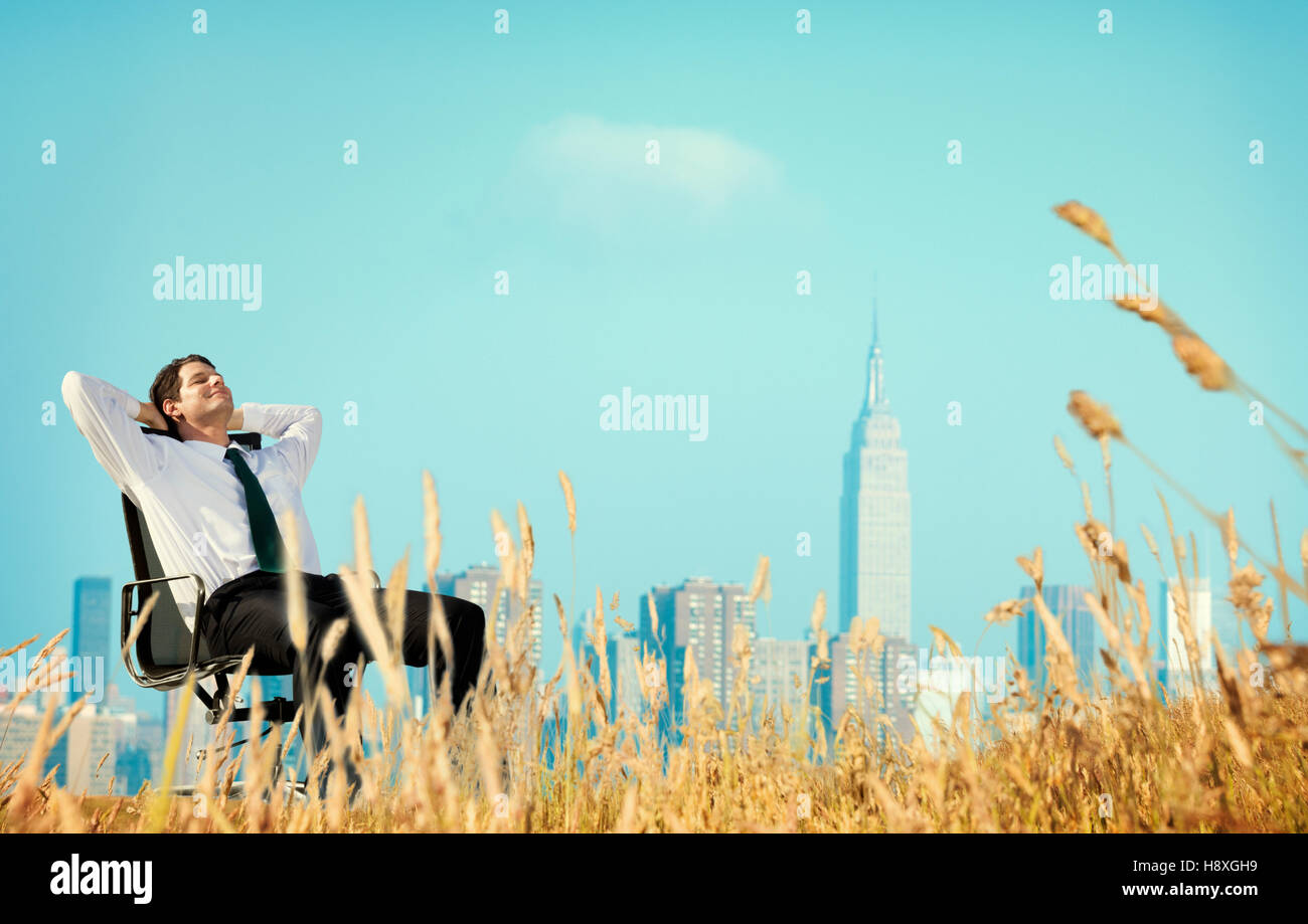 Businessman Relaxation Freedom Happiness Getaway Concept Stock Photo ...