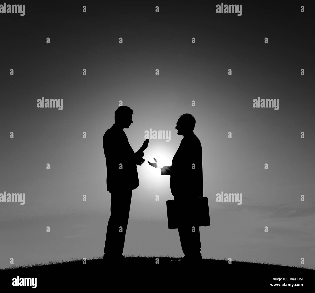 Business meeting outdoors Black and White Stock Photos & Images - Alamy