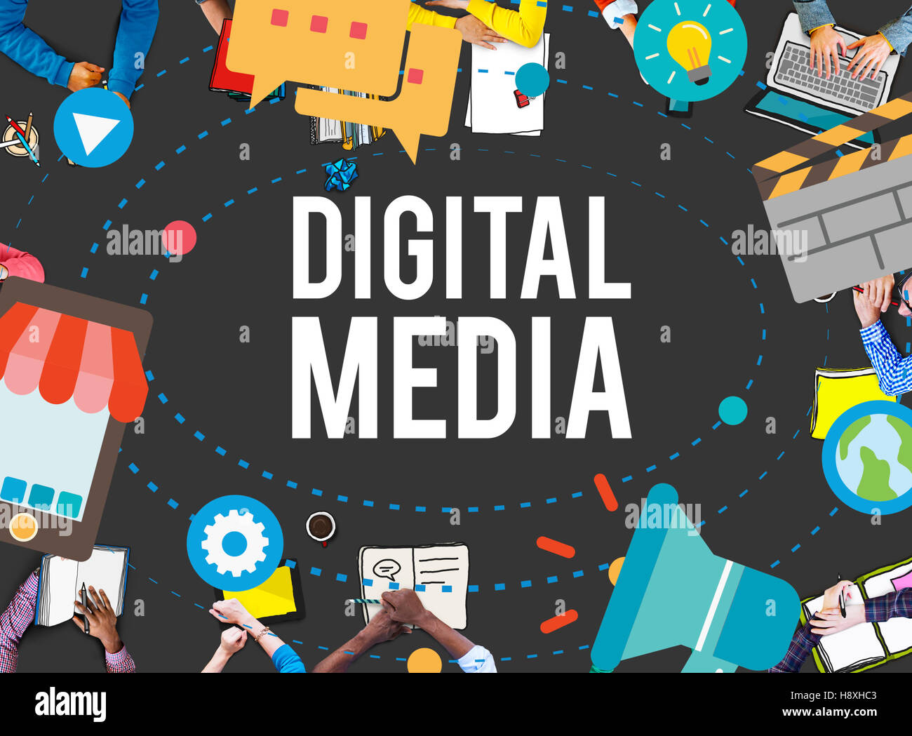 Digital Media Multimedia Networking Internet Concept Stock Photo - Alamy