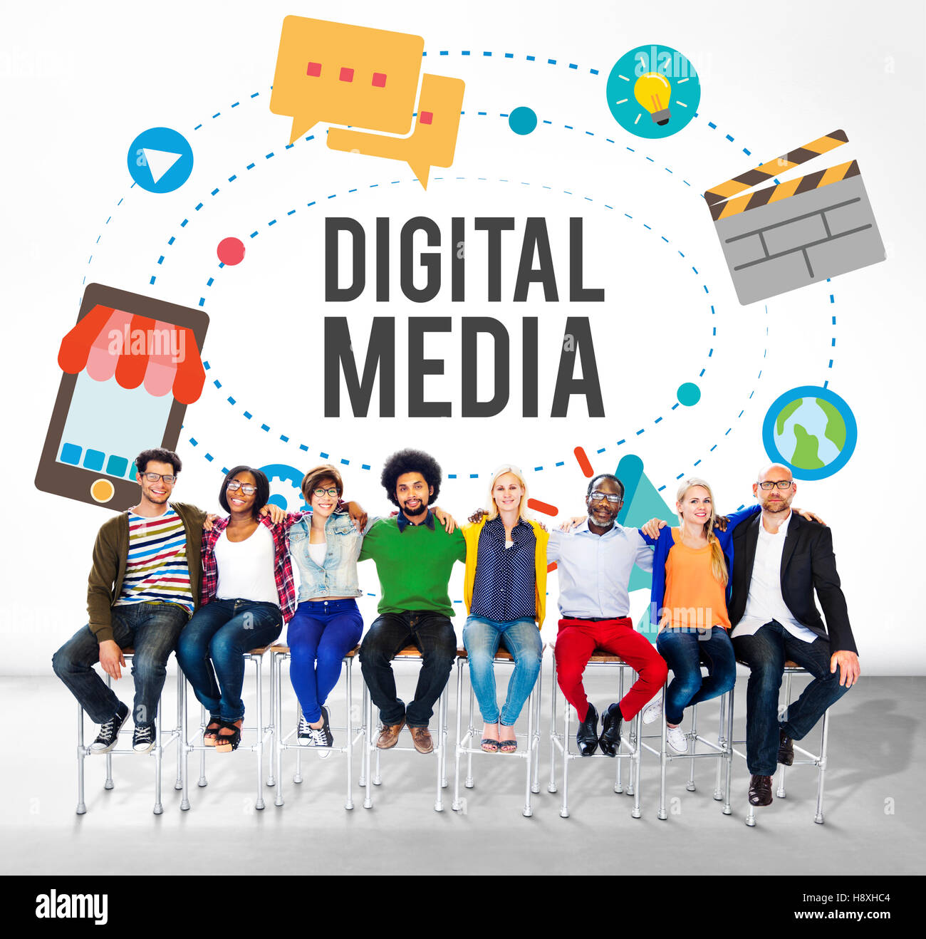 Digital Media Multimedia Networking Internet Concept Stock Photo - Alamy