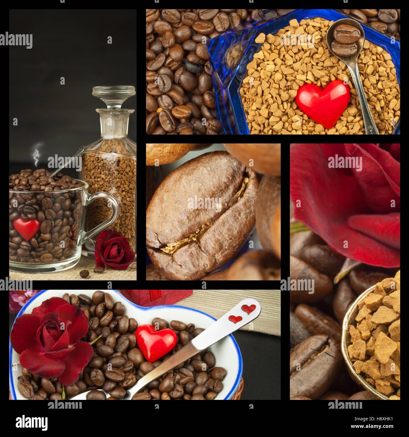 Coffee Collage. Advertising for the sale of coffee. Detailed views of ...