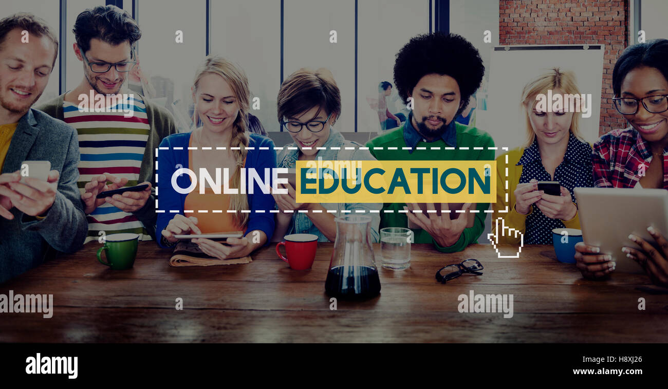 Online Education Knowledge Wisdom Communication Connection Concept ...