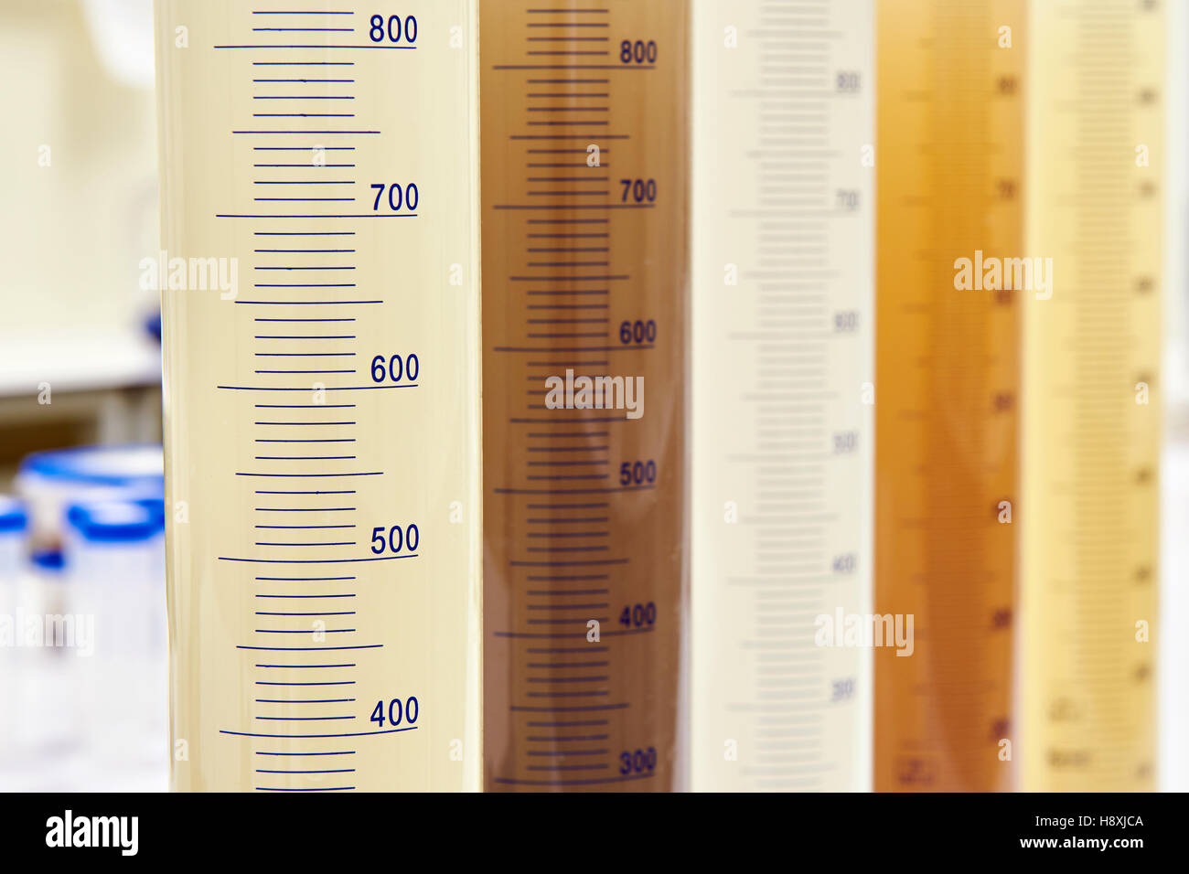 Measuring test tubes with different liquid for experiences Stock Photo ...