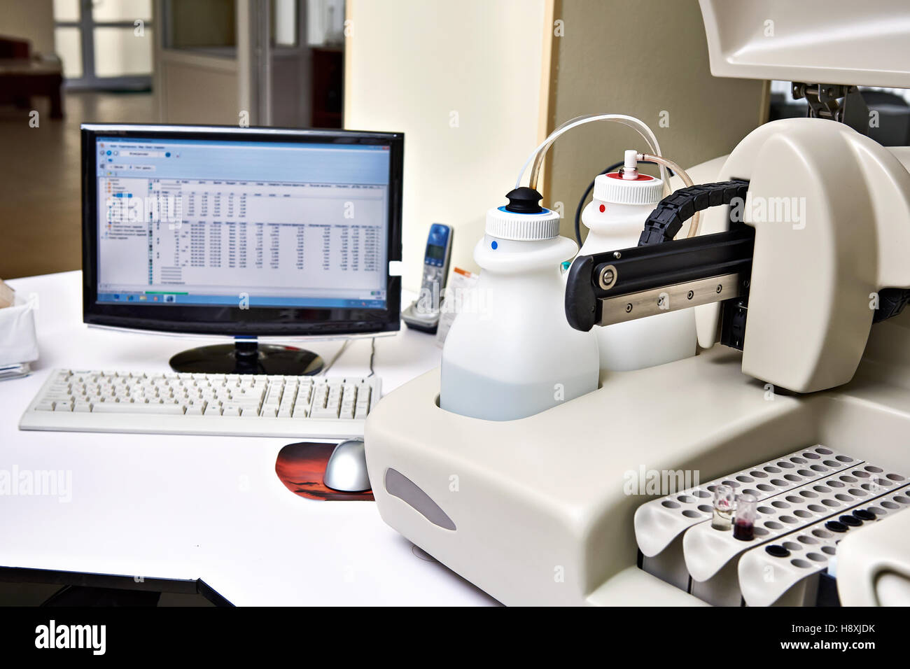 Biochemical analyzer and computer in laboratory of wine industry Stock ...