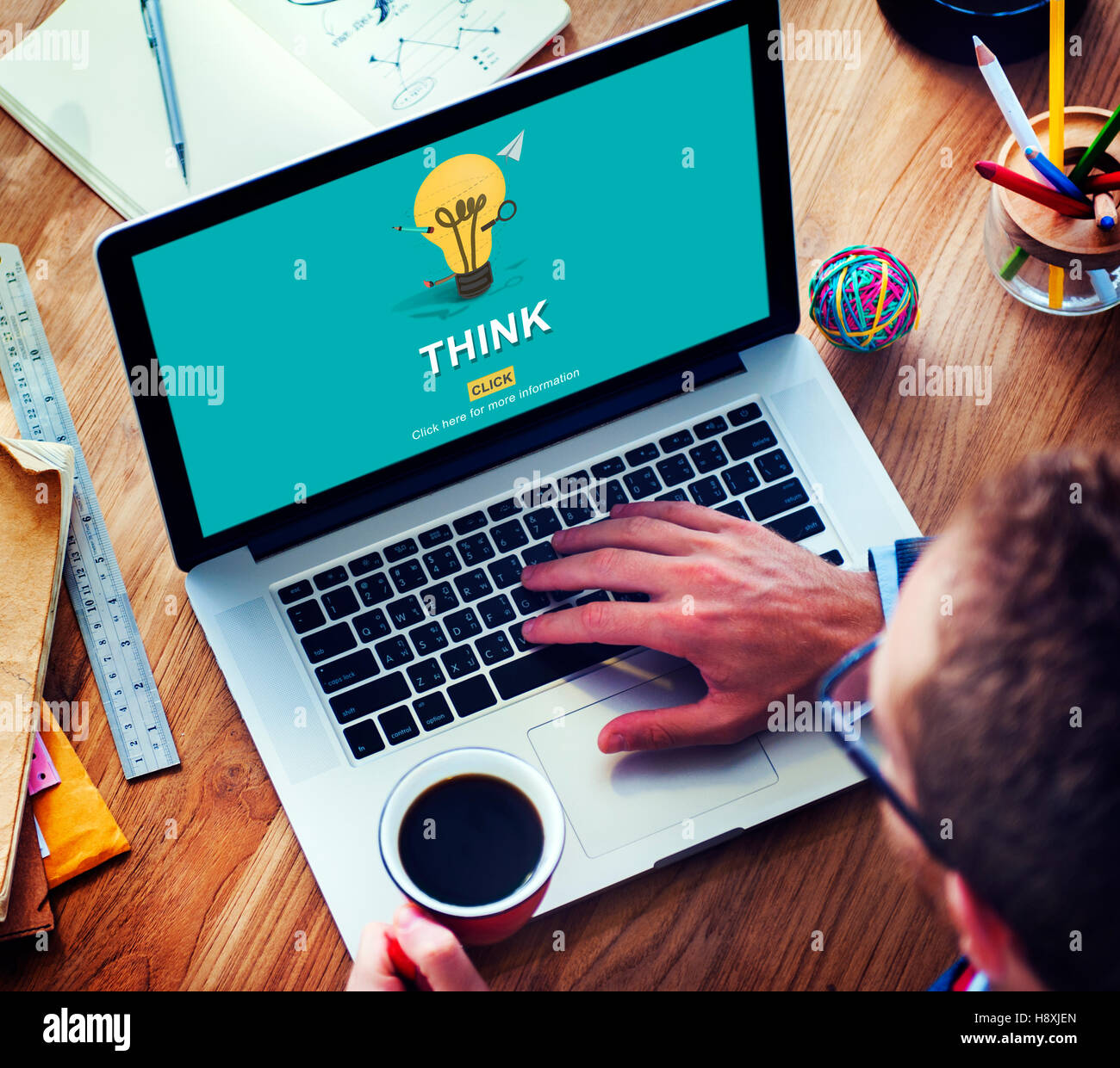 Think Word Light Bulb Graphics Concept Stock Photo - Alamy