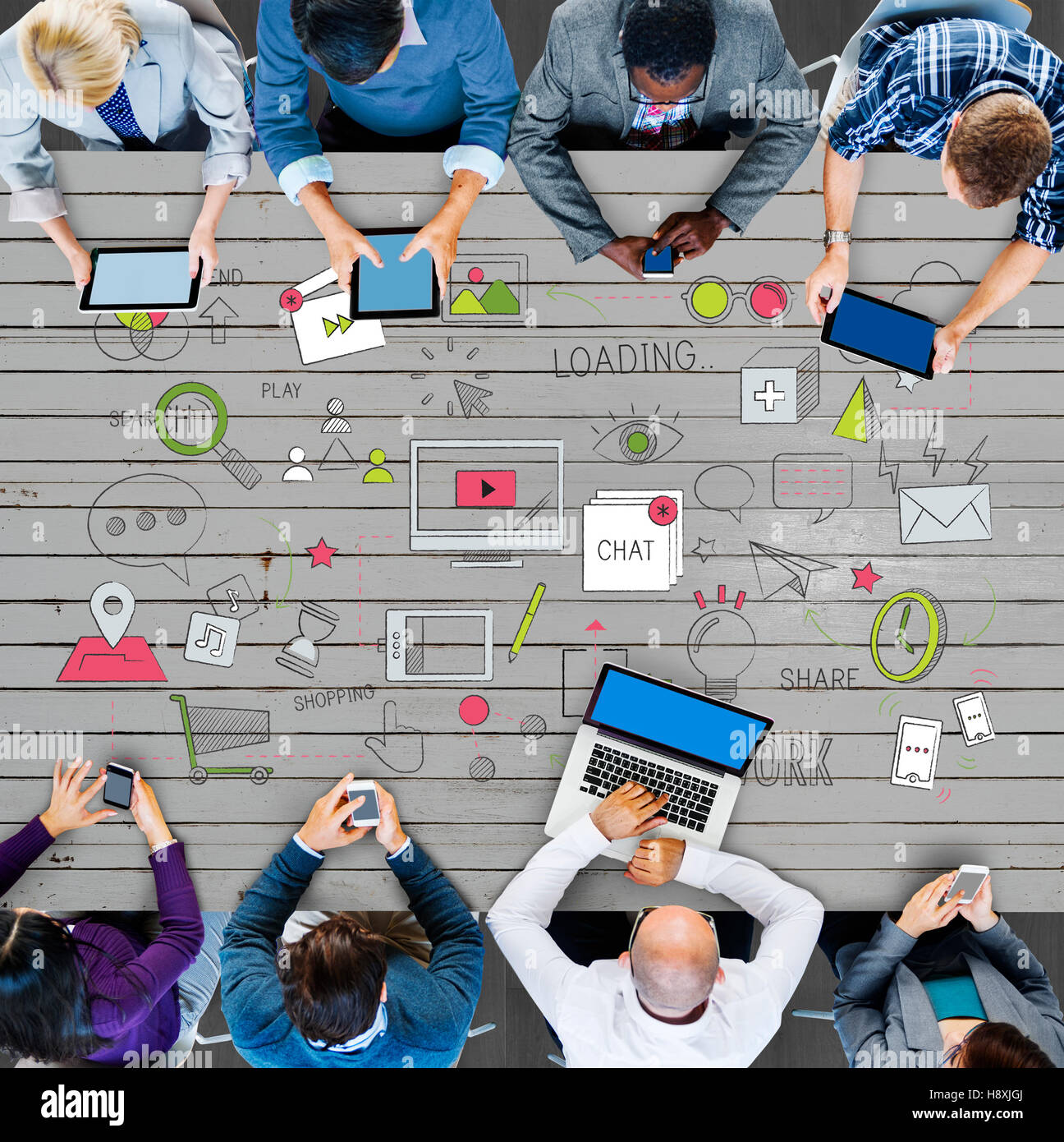 Technology Connection Online Networking Medias Conpt Stock Photo - Alamy