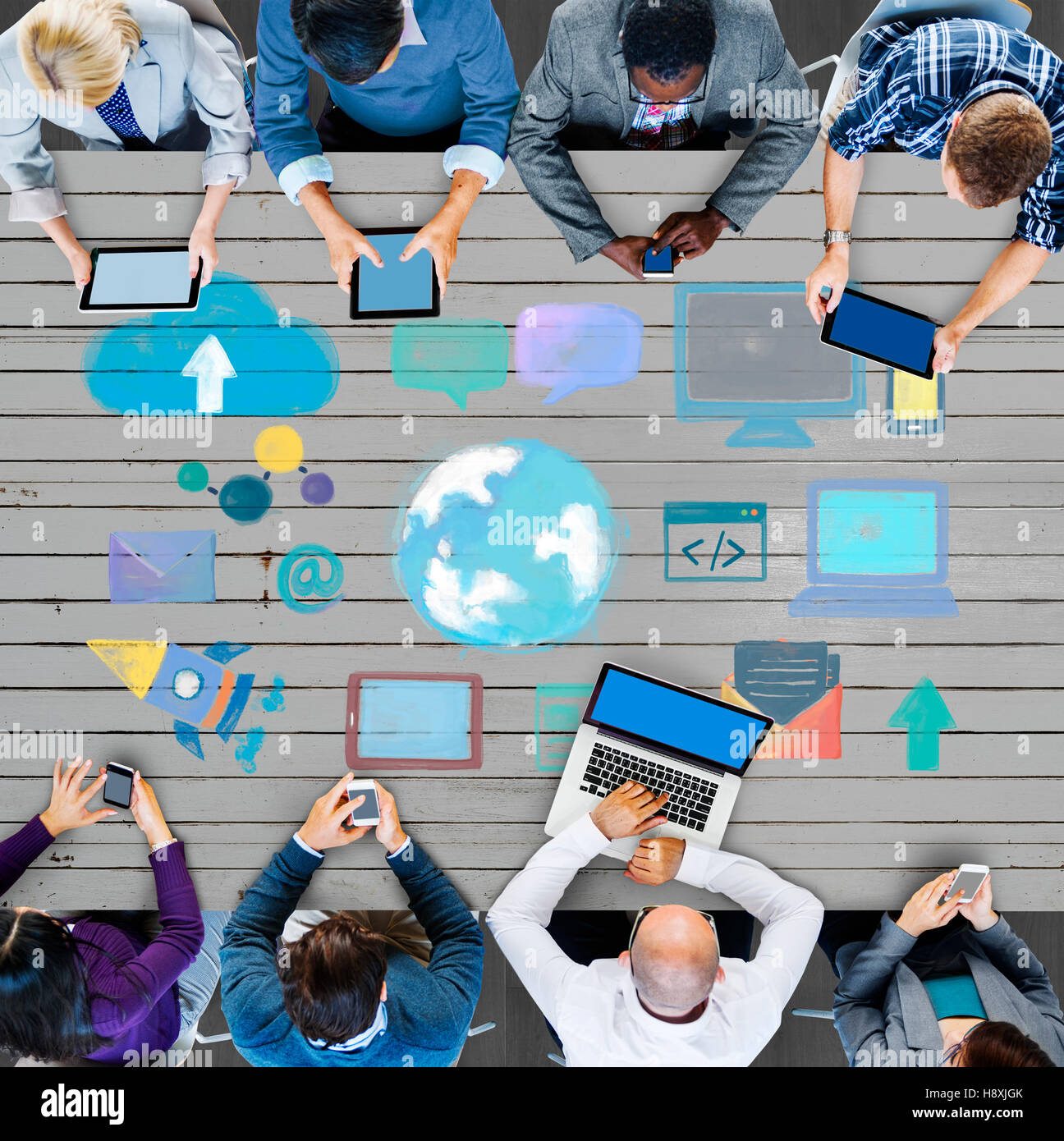 Technology Connection Online Networking Medias Conpt Stock Photo - Alamy