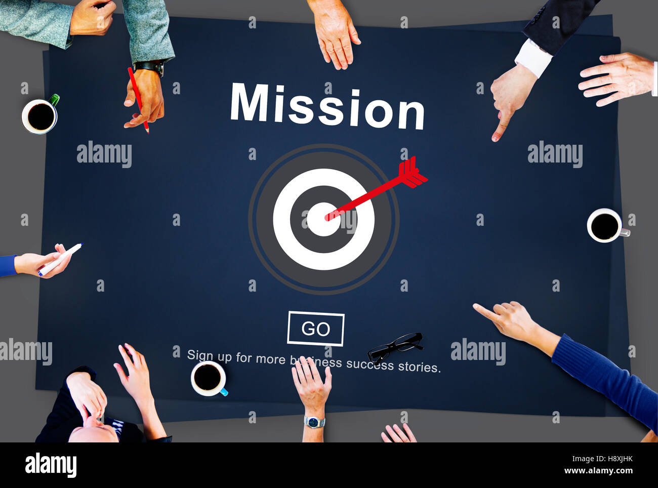 Mission Goals Target Aspirations Motivation Strategy Concept Stock ...
